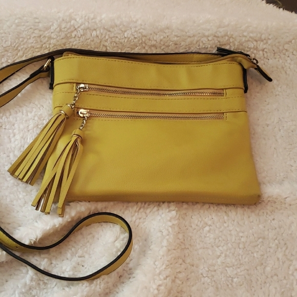 Brentano | Bags | Brentano Yellow Cross Body Purse With Gold Fringe ...